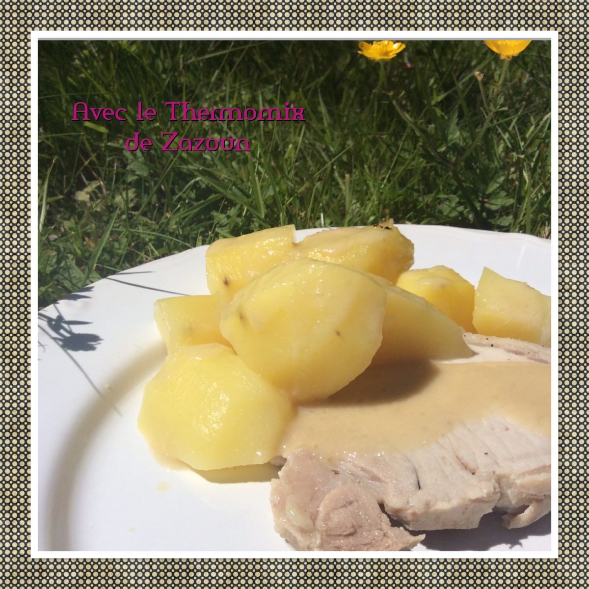 Rôti de porc, sauce chasseur ( champignons) et ses pommes de terre ...