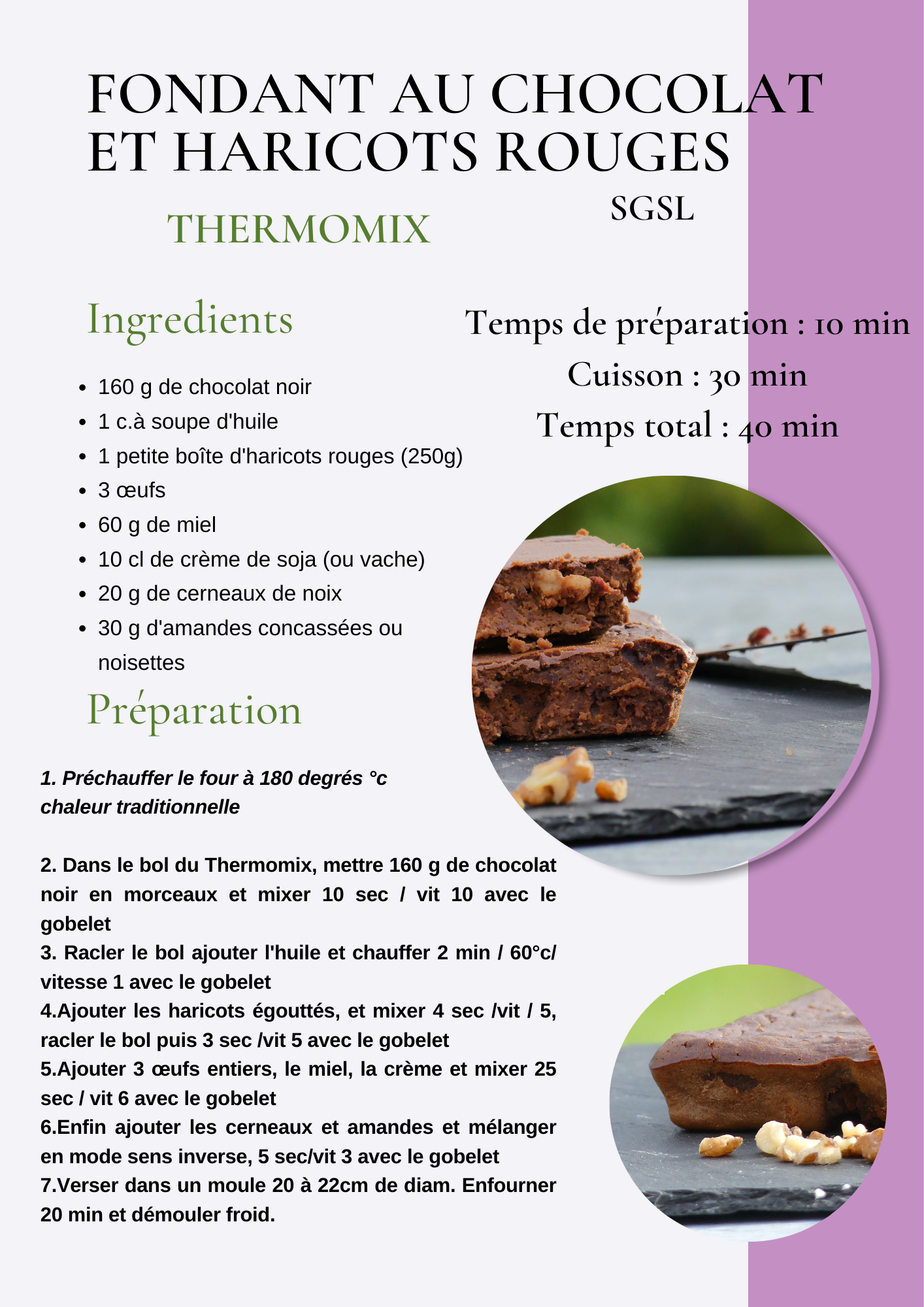 Fondant au chocolat et haricots rouges au Thermomix SGSL | Avec le ...